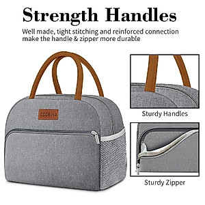 Coobiiya Lunch box for Women/Men/Adult, Lunch Box Lunch Bag Women, Small Leakproof Cute Lunch Tote Large Capacity Reusable Insulated Cooler Lunch Container for Work/Office/Picnic/Beach-Grey