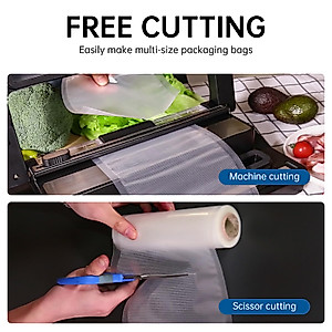 R-PACK Vacuum Sealer Bags, 2 Packs 11" x 16' and 8" x 16', BPA Free, for Food Saver, Seal a Meal, Durable Commercial Customized Size Bags for Storage, Meal Prep or Sous Vide (8" x 16', rolls, 2)