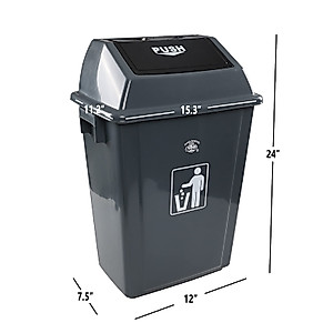 Buyitt 4 Packs Large Garbage Bin with Lid, Plastic Kitchen Waste Bin, 13 Gallon, Grey
