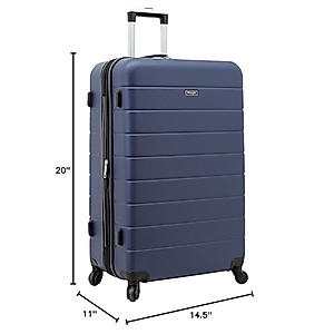 Wrangler Smart Luggage Set with Cup Holder and USB Port, Navy Blue, 20-Inch Carry-On