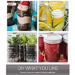 VERONES Wide Mouth Mason Jars 16oz, 12 Pack 16 oz Wide Mouth Mason Jars with Lids and Bands, Ideal for Jam, Honey, Wedding Favors, Shower Favors