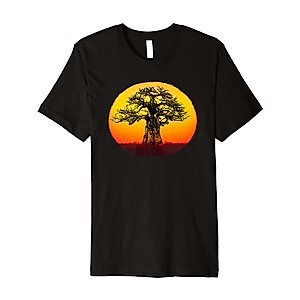 Iconic Baobab Tree at Sunset T-shirt for Africa Fans