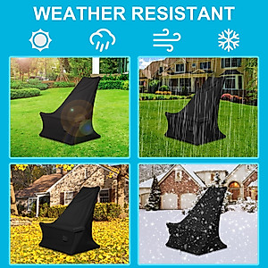 GJMZTQG Heavy Duty Outdoor Wooden Folding Chair Cover, 600D Waterproof UV Resistant Anti-Fading Patio Chair Cover, with Air Vent and Drawstring, Black,30"L x 21.5"W x 31.5"H