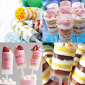 ASIBT Round Shape Clear Push-Up Cake Pop Shooter (Push Pops) Plastic Containers with Lids, Base & Sticks, Pack of 24