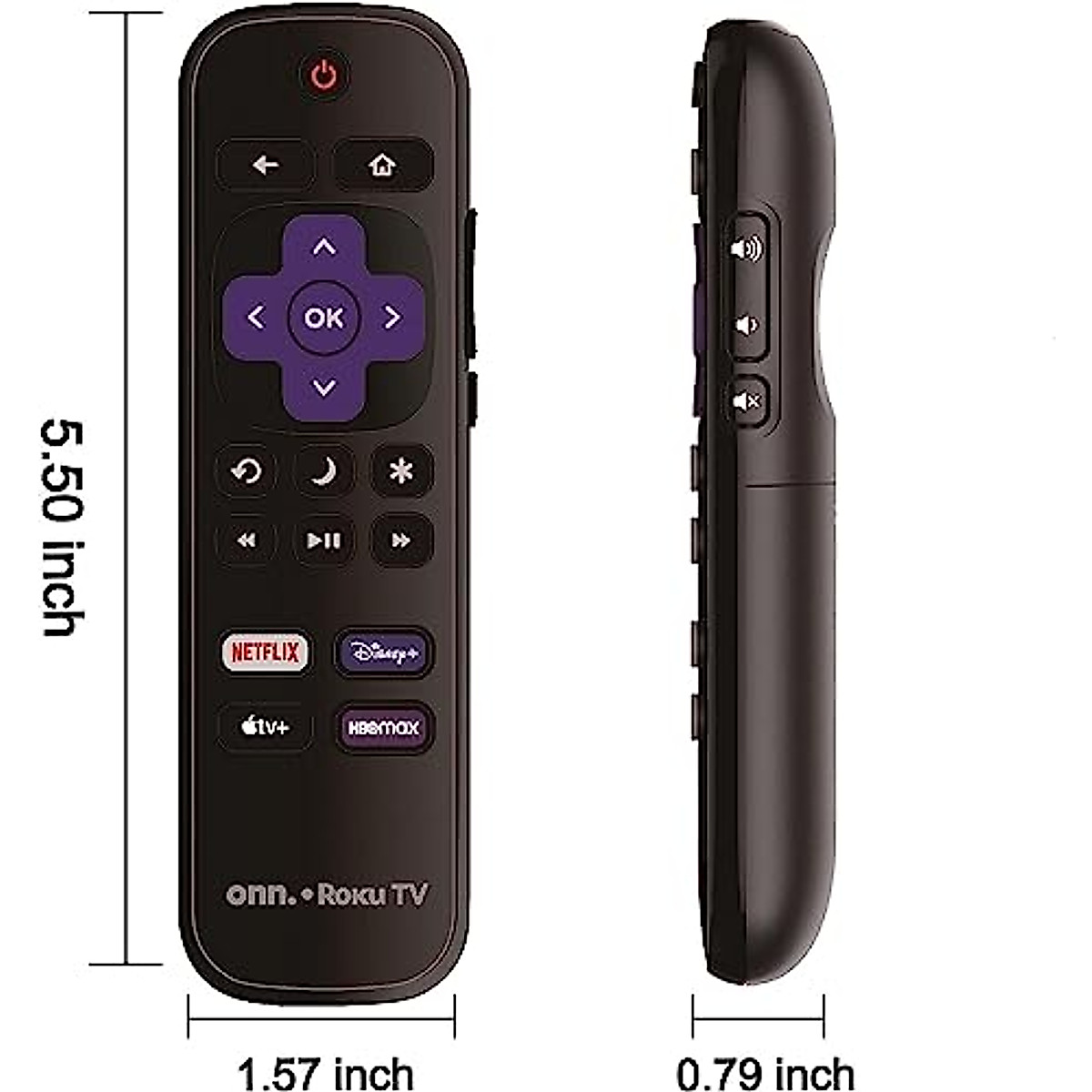 OEM Replacement Remote Control fits for All Onn. Roku TV Smart 4K Ultra HDTV with 4 Shortcut APP Keys - Netflix, Disney Plus, Apple TV+, and HBO Max Buttons