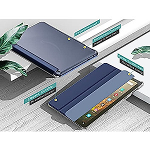 MoKo Case Fits All-New Kindle Fire HD 10 & 10 Plus Tablet (11th Generation, 2021 Release) 10.1" - Slim PU Leather Trifold Stand Cover Frosted Hard Back Shell with Auto Wake/Sleep, Indigo