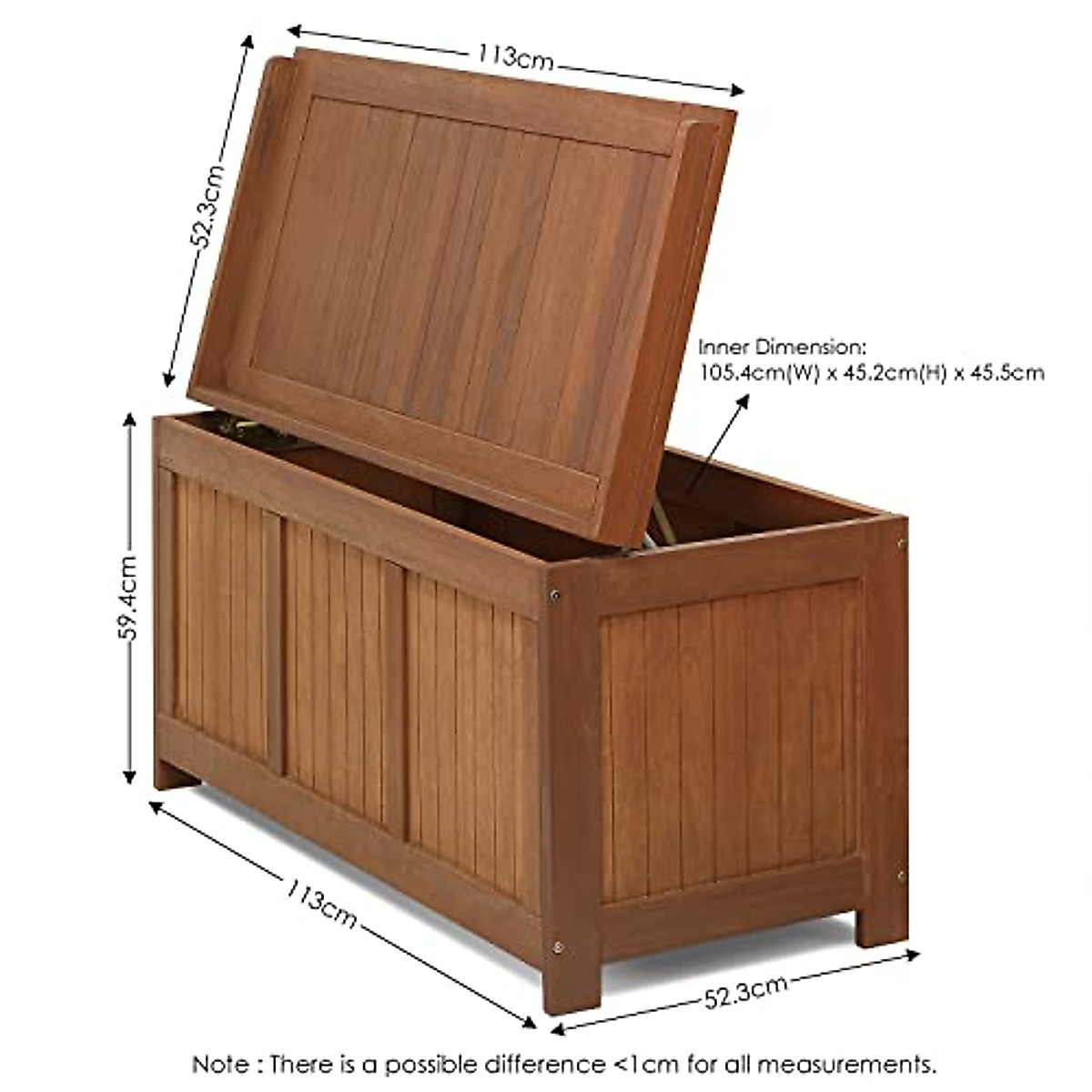 Furinno FG17685 Tioman Outdoor Patio Furniture Hardwood Deck Box in Teak Oil, Natural