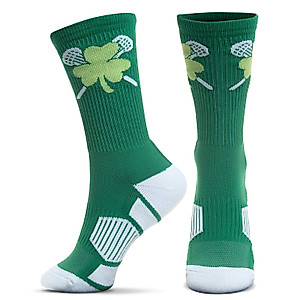 ChalkTalkSPORTS Lacrosse Athletic Mid-Calf Woven Socks | Lacrosse Shamrock Socks | Green