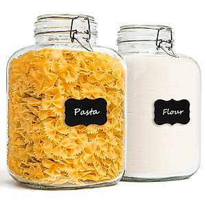 ComSaf 1 Gallon Glass Jar with Lid, 128oz Glass Jars with Airtight Lid Set of 2, Square Mason Jars, Large Storage Containers with Lids for Canning, Fruit juice, Flour, Sugar, Rice, Pickled Egg