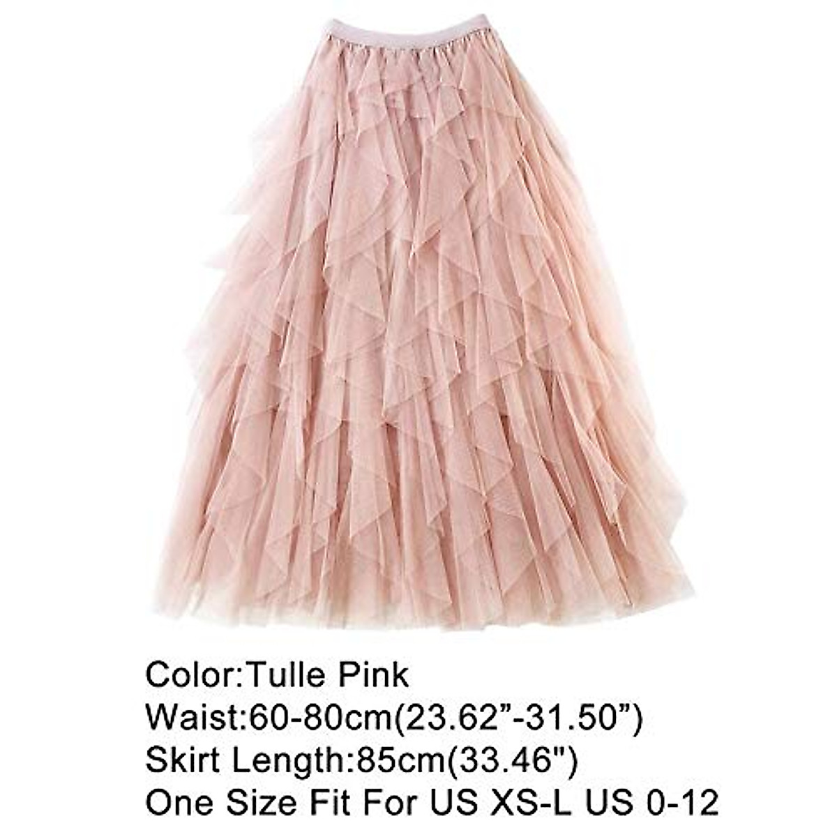 Femiserah Women's Long Rainbow A Line Tulle Tutu Skirts Tiered Skirt Petticoat（One Size, Tulle Pink