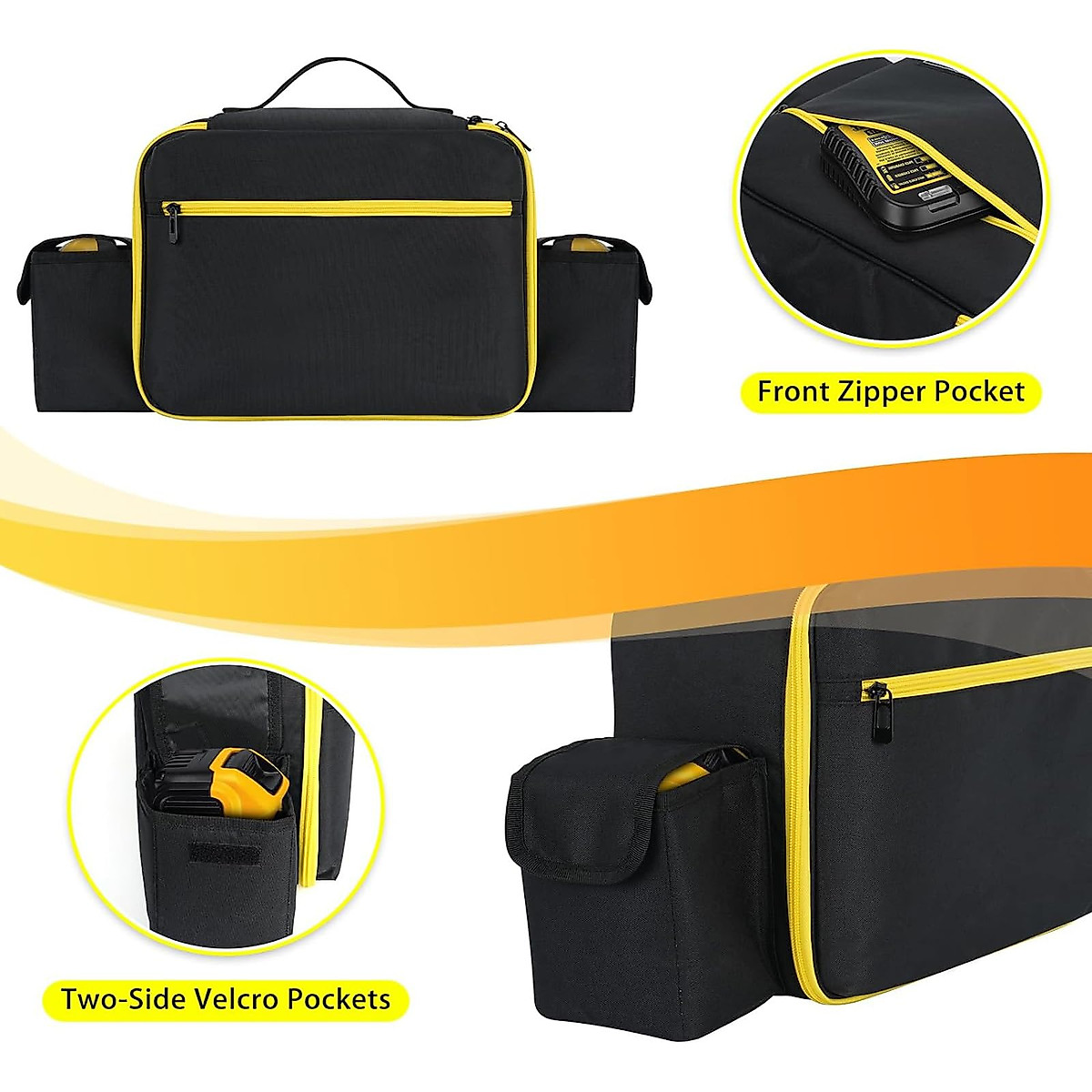 Slisonite Air Compressor Bag Case Compatible with DEWALT 20V MAX Tire Inflator DCC020IB, Cordless Tools Storage Holder Organizer with Pocket for Battery Pack and Charging Kit (Bag Only)