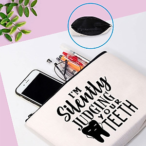 Dentist Gift Dental Hygienist Gift Dental Assistant Gift I’m Silently Judging Your Teeth Dental Graduation Zipper Pouch bag (Judging Your Teeth Bag)