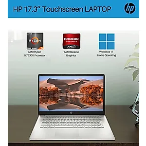 HP 2023 Newest Touchscreen Business Laptop, 17.3 Inch HD+ Display, AMD Ryzen 5 7530U Processor(Beats i7-1165G7), 64GB RAM, 1TB SSD, Wi-Fi 6, Anti-Glare, Full KB, Webcam, Windows 11 Home, Silver