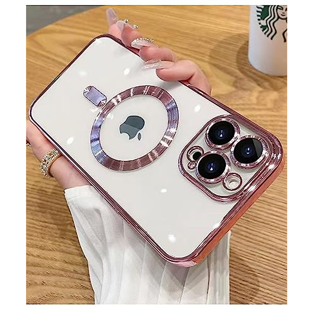 ZinLyuen Magnetic Clear Case for iPhone 13 Pro Max Case Compatible with MagSafe Built-in Camera Lens Protector Soft Shockproof Slim Case for iPhone 13 Pro Max 6.7" - Pink