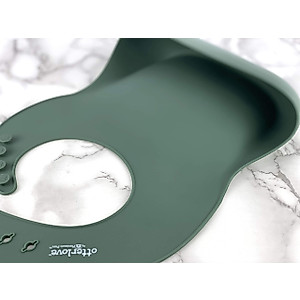 otterlove Natural Grip Silicone Cup (Smoke) + Waterproof Silicone Bib (Island Sea) Bundle