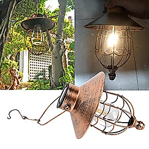 Solar Lamp, Outdoor Hanging Solar Lanterns Waterproof Metal Vintage Solar Powered Lights for Home, Garden Patio