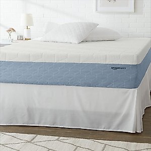 Amazon Basics Memory Foam Mattress, Medium Firm, Cooling Gel, King Size Mattress, CertiPUR-US® Certified Foam, 80 x 76 x 12 inches, White/Gray