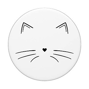 Black Cat Face White PopSockets Swappable PopGrip