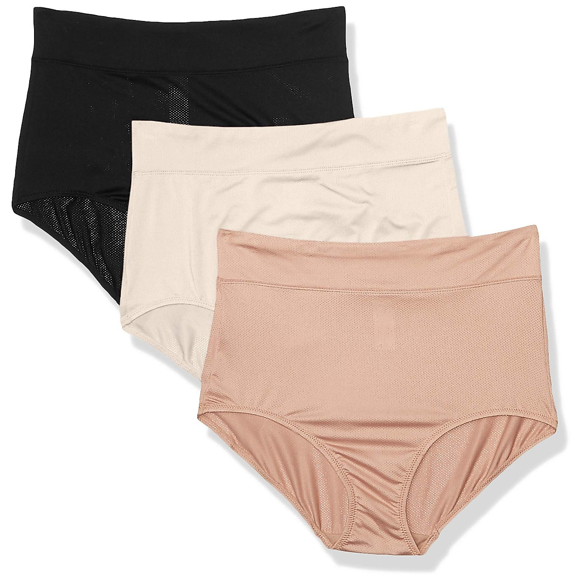Warner's womens Blissful Benefits Breathable Moisture-wicking Microfiber Brief Rs4963w Underwear, Toasted Almond/Butterscotch/Black, Large US