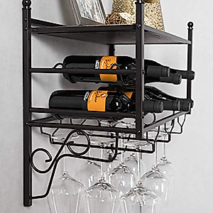 Home Zone Living Wine Rack - Countertop Freestanding Holder, Stores up to 6 Bottles