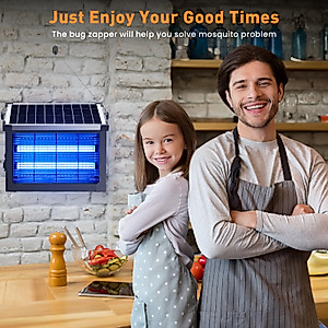 Bug Zapper Outdoor Solar Powered, Zwiran Mosquito Zapper Indoor with 4500V High Powered, Electric Fly Zapper with Extension Cord and Grounding Bracket, Rechargeable Waterproof Mosquito Killer