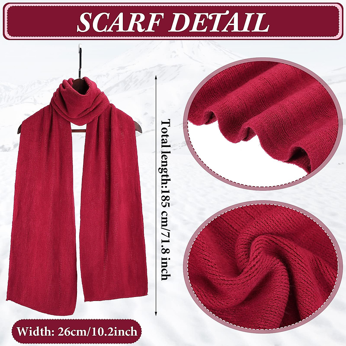 6 Pcs Winter Hat Gloves Scarf Set for Women Warm Knitted Beanie Hat Mittens Scarves Slouchy Visor Hats Scarf Gloves (Black, Date Red)