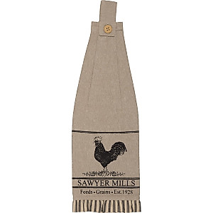 VHC Brands Sawyer Mill Charcoal Kitchen Hand Towel Set Vintage Rooster Cotton Muslin Tea Towels