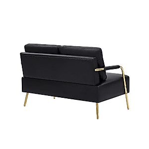 DiMorture 49.6" Loveseat Couch, Small Love Seat Sofa Couches for Living Room, Comfy 2-Seater Sofas Couch for Bedroom Living Room Apartment Office, Fast Assembly, Black