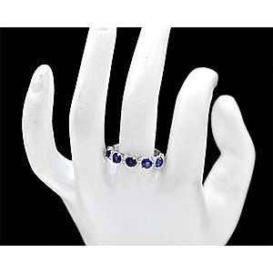 4 MM Natural Blue Sapphire Ring 925 Sterling Silver September Birthstone Cluster Ring Sapphire Jewelry Art Deco Ring Engagement Gift For Girlfriend (RG-7798) (Yellow Gold Plated Silver, 8 US)