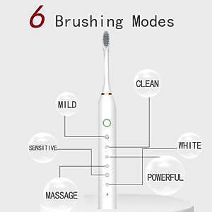 Lukern 2 Pack Clean Toothbrush for Adult Soft Toothbrushes Standard Size with 8 Brush Heads Travel Use White+Black