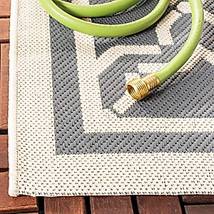 SAFAVIEH Courtyard Collection 9' x 12' Anthracite/Beige CY6916 Indoor/ Outdoor Splashproof Easy Scrubbing Patio Backyard Mudroom Area Rug