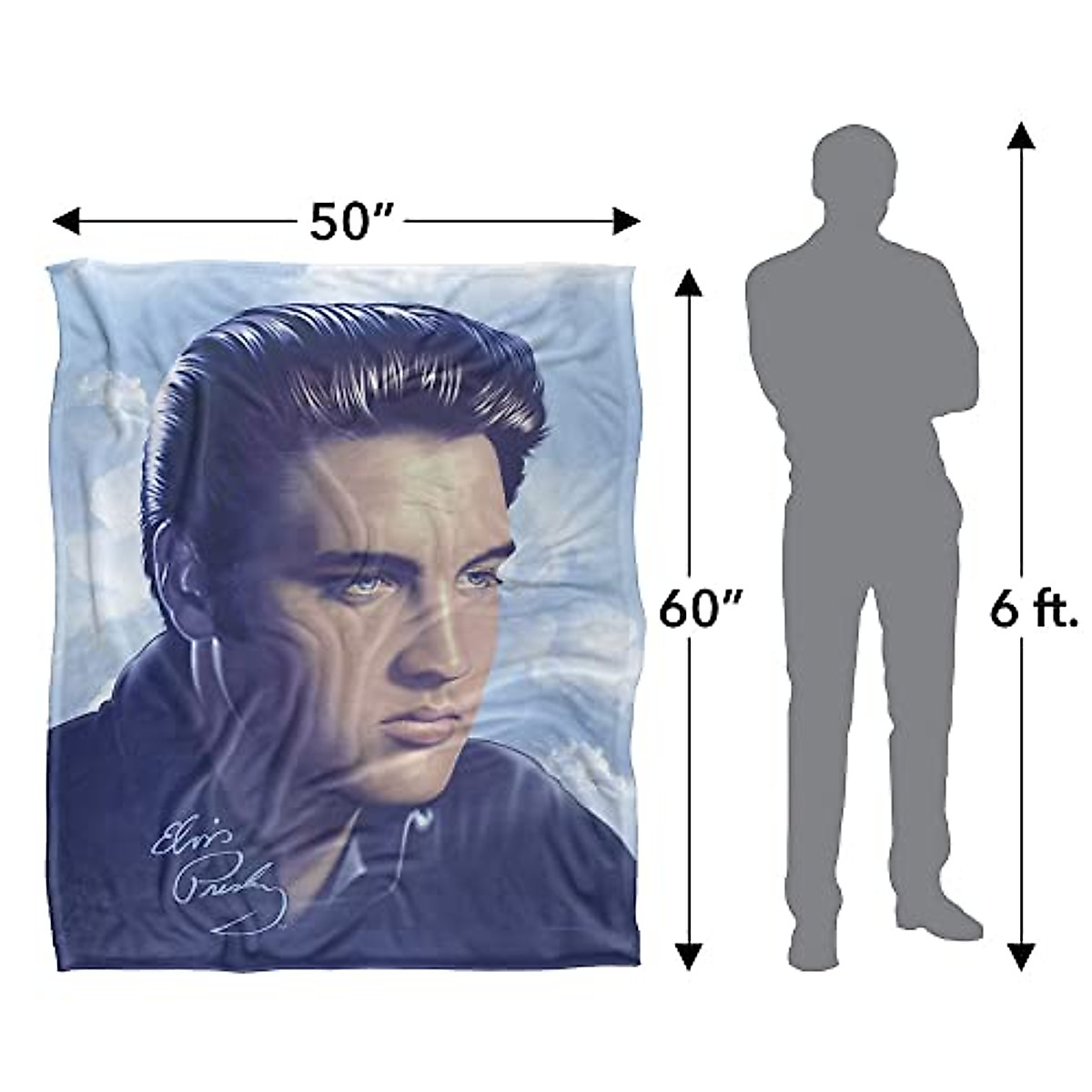 Elvis Presley Big Portrait Officially Licensed Silky Touch Super Soft Throw Blanket 50" x 60"