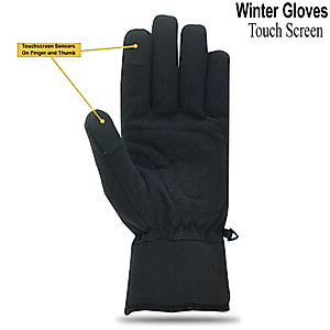 Cycling Gloves 100% Waterproof Touch Screen Unisex Gloves | Fleece Gloves for Men Women | Full Finger Gloves | Touch Screen Gloves with Hipora Ideal for Cycling Running Driving Hiking (Black-XS)