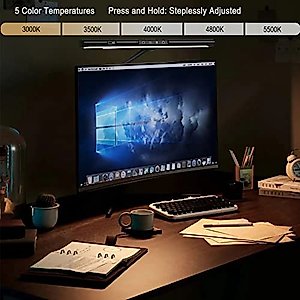 EYOCEAN Desk Lamp, LED Desk Lamp with Clamp Adjustable Brightness & Color Temperature, Architect Desk Lamp Eye-Caring, Gesture Sensing Desk Light with Flexible Gooseneck& Timer for Home Office, 12W