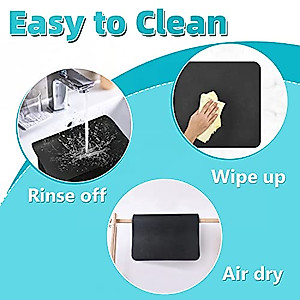 Coffee Maker Mat for Countertops: Coffee Mat Absorbent Coffee Bar Mat for Kitchen Hide Stain Rubber Backed, 12" X 17" Coffee Bar Accessories Fit Under Coffee Machine Coffee Pot Appliance Mats (Black)