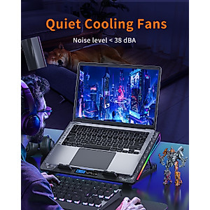 AICHESON Gaming Laptop Cooling Pad, RGB Lights Computer Cooler Stand, 5 Quiet Fans for 15.6-18 Inch Laptops, PC Notebook Heat Dissipation, AA2