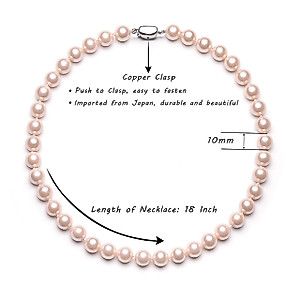 PERNNLA PEARL Seashell Pearl Choker Necklace for Women Handmade Beaded Necklace Simple Pearl Necklaces 18" Pink