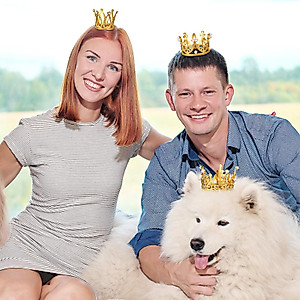 10 Pieces Crown Cake Topper Birthday Mini Crown Pearl Crystal Tiara Vintage Small Crowns Metal Crown Decorations for Wedding Birthday Baby Shower Party, 5 Styles(Gold)