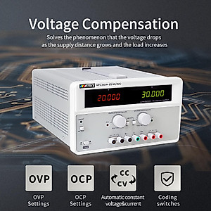 DC Power Supply Variable 30V 20A, Single Channel Linear Bench DC Power Supply High Precision with Voltage Compensation, Adjustable Power Supply with 3 Interface USB/RS232/RS485(MPS-3020H-1C)