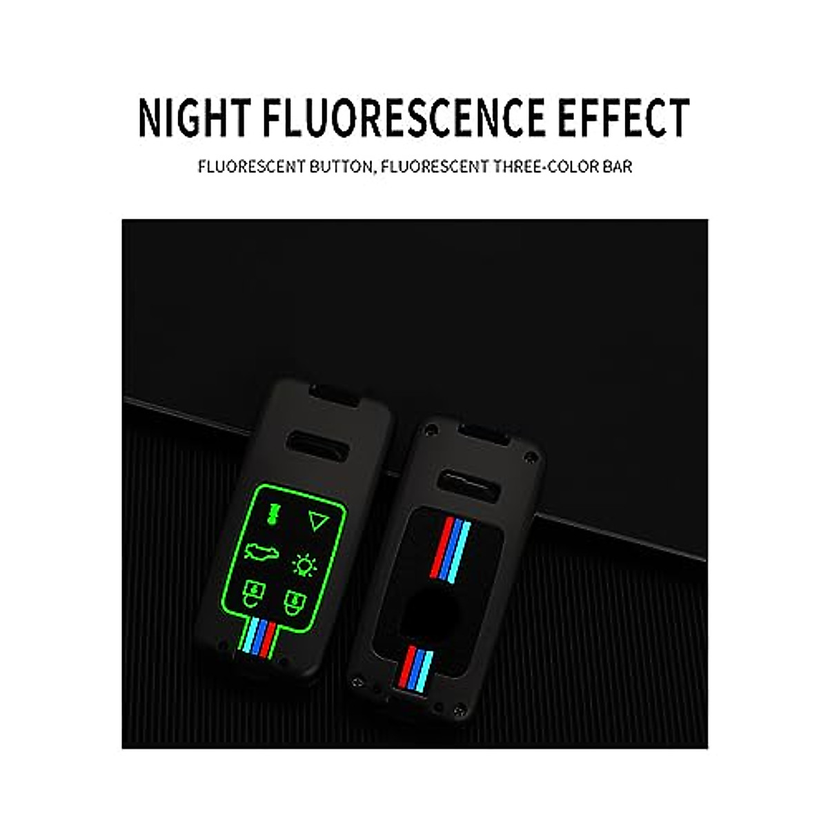 SANRILY Luminous 6 Button Key Fob Cover Case Fit for Volvo 2017 2018 S60 S80 V40 V60 V70 XC60 XC70 Keyless with Keychain Black