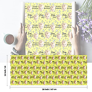 Oktaha Custom Gift Wrapping Paper for Birthday Christmas Holiday Party, Personalized Funny Faces Wrapped Paper, Made IN USA, Multi Designs, Roll 58"x 23" (Pattern-24)