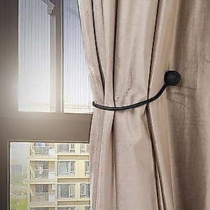 Aosivm Magnetic Curtain tiebacks,Curtain tie Backs,tiebacks for Drapes or Curtains Elegant Decorative Home Bedroom Office (Black, 2)