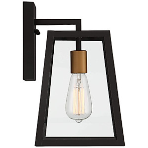 John Timberland Arrington Rustic Industrial Farmhouse Outdoor Wall Light Fixture Mystic Black 13" Clear Glass for Exterior Barn Deck House Porch Yard Patio Outside Garage Front Door Garden Home