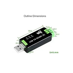 Industrial USB to RS485 Converter Adapter with Original CH343G and SP485EEN, Built-in Lightningproof Tube, Resettable Fuse, ESD and TVS Protection Circuits, up to 1.2km RS485 Transmission Distance