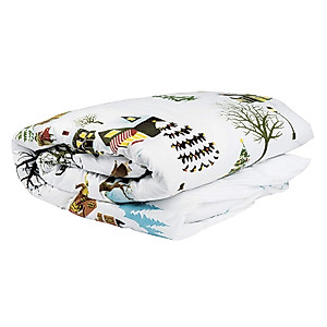 Bits and Pieces - Christmas Village King Duvet Bedding Set - Soft Microfiber Reversible Comforter Cover, Christmas Printed Pattern, Easy-Care with Matching Standard Shams