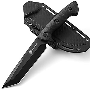 DRACHENADER XR-B01-FT Tanto Survival Fulltang Outdoor fixed blade Knife 5mm thick steel with ABS Sheath, Fullblack