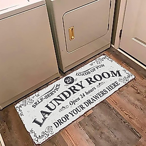 convinced8 Laundry Room Mat Laundry Room Rug Cushioned Anti Fatigue Anti-Slip Farmhouses Kitchen Floor Mats for Bathroom Laundry Room Sink Decorative Accessories (C) 47.2 x15.7in/23.6 X15.7in
