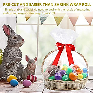 Morepack Large Shrink Wrap Bags for Gift Baskets,30x30 inches Clear PVC Heat Shrink Bags Cellophane Wrap for Packaging,Gift Wrapping 20 Pack