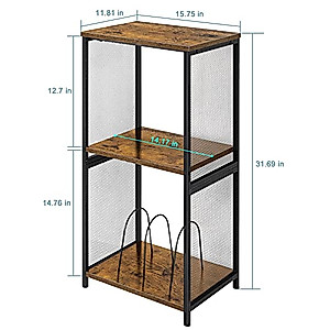 Record Player Stand, Vinyl Record Storage Holder Turntable Stand Cabinet with 2 Tier Display Shelf Up to 170 Albums, End Table Nightstand for Living Room, Bedroom, Office, Rustic Brown