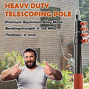 Telescopic Extension Pole, Reach to 26FT Extendable Pole Multi-Purpose 5-20FT Lightweight, Sturdy with Universal Twist-on Metal Tip Telescoping Pole for Dusting Painting Window Cleaning
